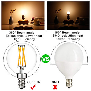 LiteHistory e12 led dimmable g16.5 Light Bulb 6W Equal 60 Watt 600lm AC120V e12 Candelabra Bulb 60 Watt for Chandeliers,Ceiling Fan,Vanity Warm White 2700K Globe e12 Light Bulb 6Pack