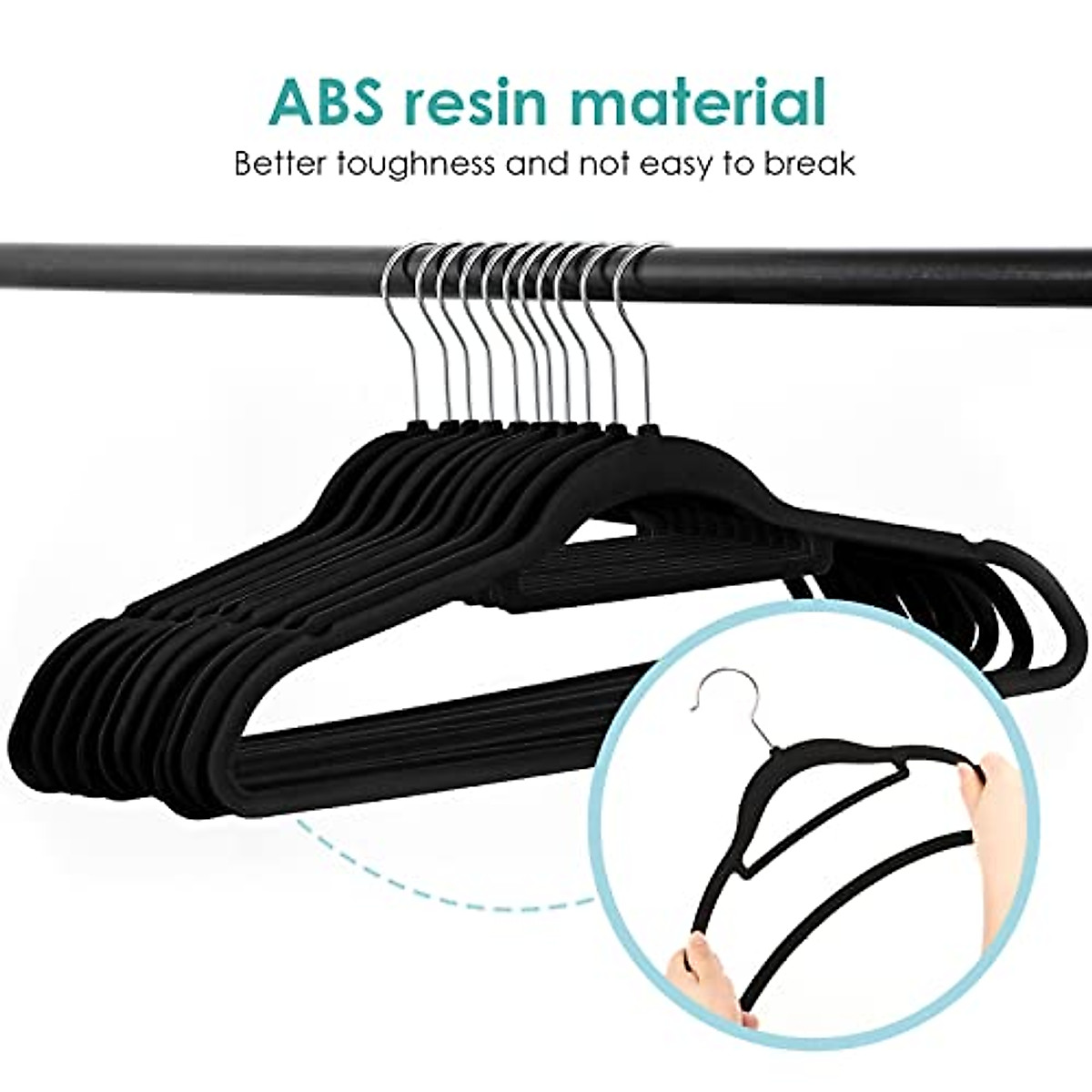 Velvet Hangers Non Slip Felt Hangers, DUDUCOFU 30 Pack Black Velvet Hangers Clothes Hangers Space Saving Slim Hangers with 360 Degree Swivel Hook for Suits Coats, Jackets, Pants, and Dress Clothes