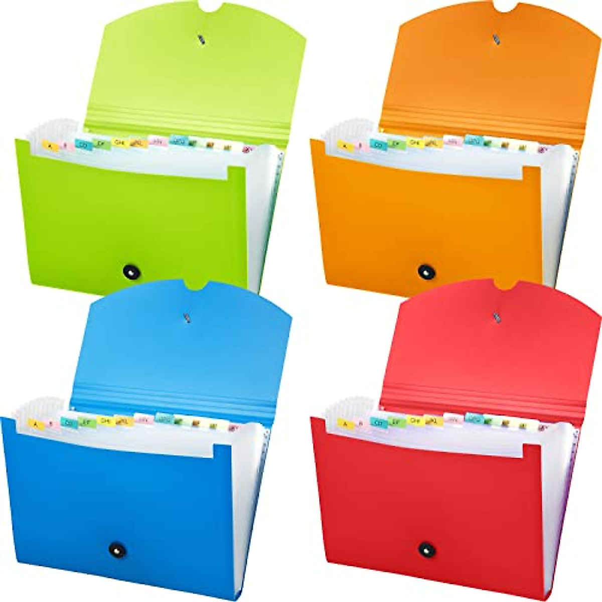 Tinlade 4 Pcs Expanding File Folder Organizer, A4 Letter, Bright Colors, Pocket Style, for School, Office, Home