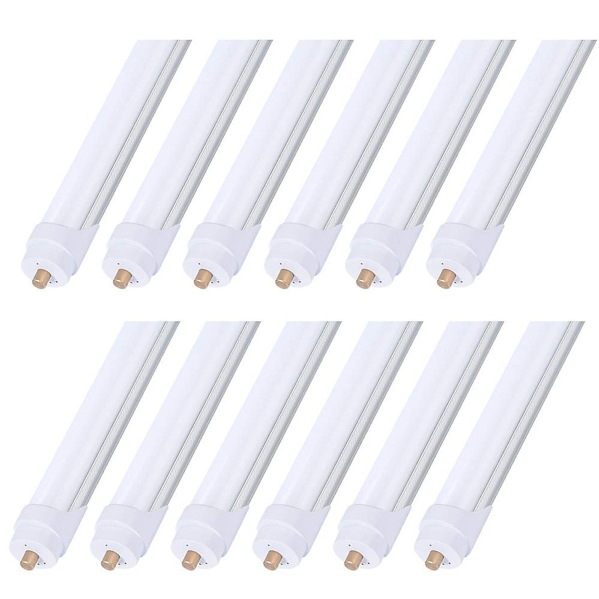 ONLYLUX 8ft LED Bulbs,12 Pack 96" 45W FA8 Single Pin LED Tube Lights 5400LM, 6000k, Milky Cover, F96T12 Bulb Fluorescent Replacement, Ballast Bypass