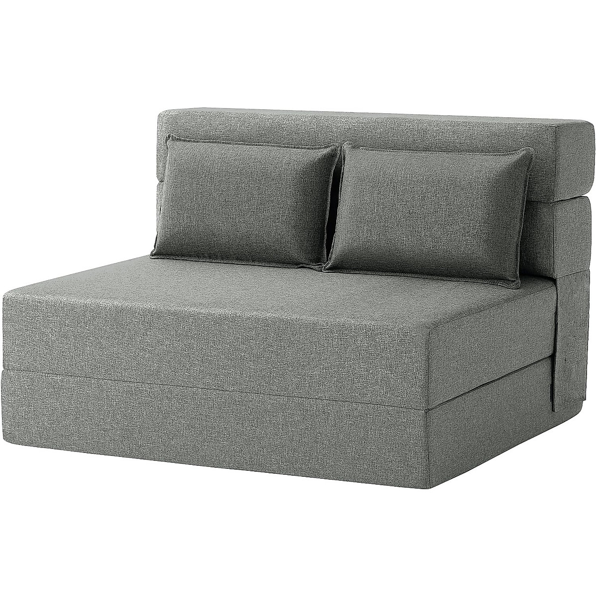 FILUXE Convertible Folding Sofa Bed - Sleeper Chair with Pillow, Modern Linen Fabric Floor & Futon Couch, Foldable Mattress for Living Room/Dorm/Guest/Home Office/Apartment, Standard Size, Light Gray