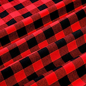 Tatuo Buffalo Plaid Fabric 56 x 36 Inch Christmas Plaid Cotton Fabric Checkered Buffalo Fabric by The Yard Precut Patchwork Sewing Fabric for DIY Craft Sewing Home Christmas Decoration(Red-Black)