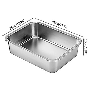 CHIHUOBANG Stainless Steel Cat Litter Pan Never Absorbs Odor No Residue Build Up Rust Resistant Easy Cleaning Litter Box 4" High Rabbit Litter Box Large