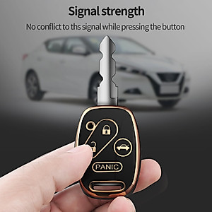 Bqepe for Honda Key Fob Cover Keychain Fit for Accord Crosstour Civic CR-V Pilot Element Smart Key Shell Case (Black)