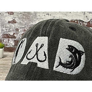 Hepandy Embroidered Fishing Dad Hat for Men, Gift for Father Daddy Papa, Washed Black Embroidery Trucker Hats Baseball Cap