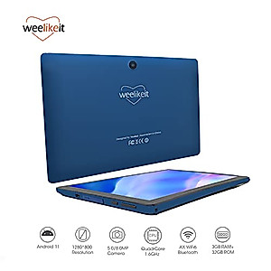 weelikeit Tablet 10 Inch, Android 11 Tablet with 5G WiFi+AX WiFi6,3GB RAM 32GB ROM Tablet PC,Quad-Core Processor,IPS HD Display Tablet with Stylus, 5MP+8MP Camera, Bluetooth,GMS Certified(Blue)