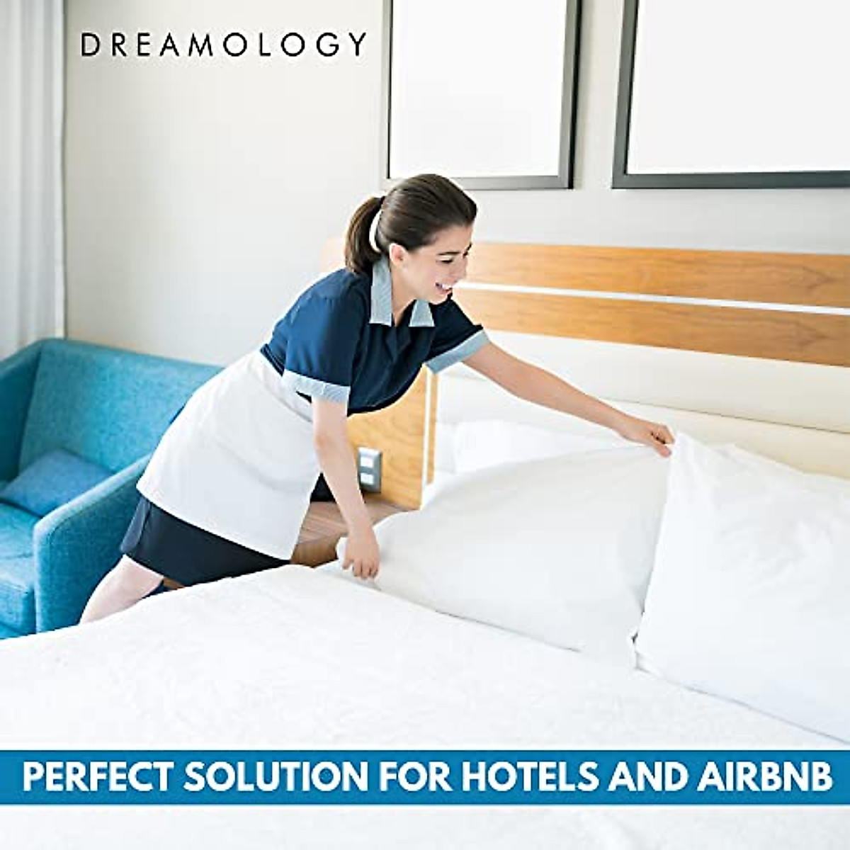 Dreamology Pillow Protectors, Cotton Terry Zippered, 100% Water Proof & Hypoallergenic, Extend Pillow Life by 3X, Breathable, Waterproof Pillow Case Cover (Cotton, Pack 4 - Standard [20x26])