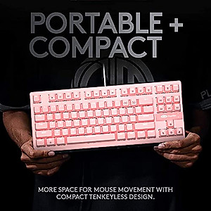 Pink Mechanical Keyboard Gamer Gaming White Backlit Wired TKL 87 Keys Gaming Keyboard with Blue Switch Keyboard for PC Gamer Computer Laptop/PS4/Xbox/MAC/Windows(Pink)