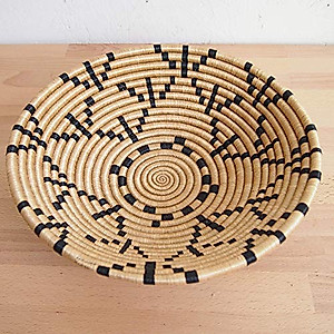 African Basket- Mugusa/Rwanda Basket/Woven Bowl/Sisal & Sweetgrass Basket/Tan, Black