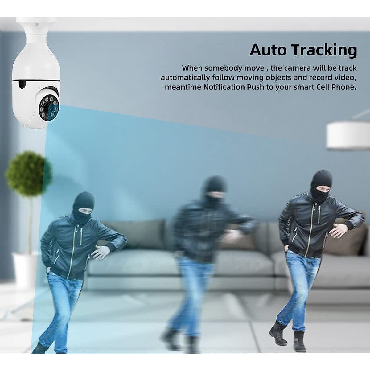 Security Camera, Full-HD 1080P 360° Panoramic 2.4G&5Ghz Wireless WiFi Camera,LED Light Bulb Camera with Infrared Night Vision & Motion Detection & 2-Way Audio Home Camera for Baby/Elder/Pet +32GB