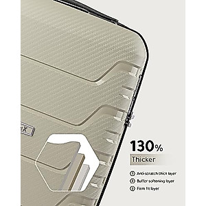 LUGGEX Carbon Fiber Pattern Carry-On Luggage 22x14x9 - Impact-Resistant PP Material - High Rebound Toughness & Anti-Explosion Zipper(Champagne Suitcase)