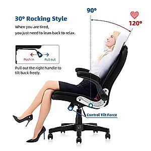 SEATZONE Soft Padded Mid-Back Office Computer Desk Chair, Upholstery Mesh Chair with Flip-up Arms and Wheels, Red and Black