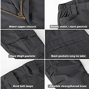 NAVEKULL Men's Outdoor Tactical Pants Rip Stop Lightweight Waterproof Military Combat Cargo Work Hiking Pants Dark Grey