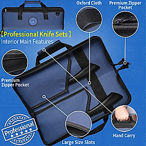 XYJ Chef Knife Bag (8 slots) Holds 8pcs Knives Black Canvas Roll Bags Portable Storage Carry Bag For Kitchen Knife Tools Portable Knife Holder (Knives Not Included)