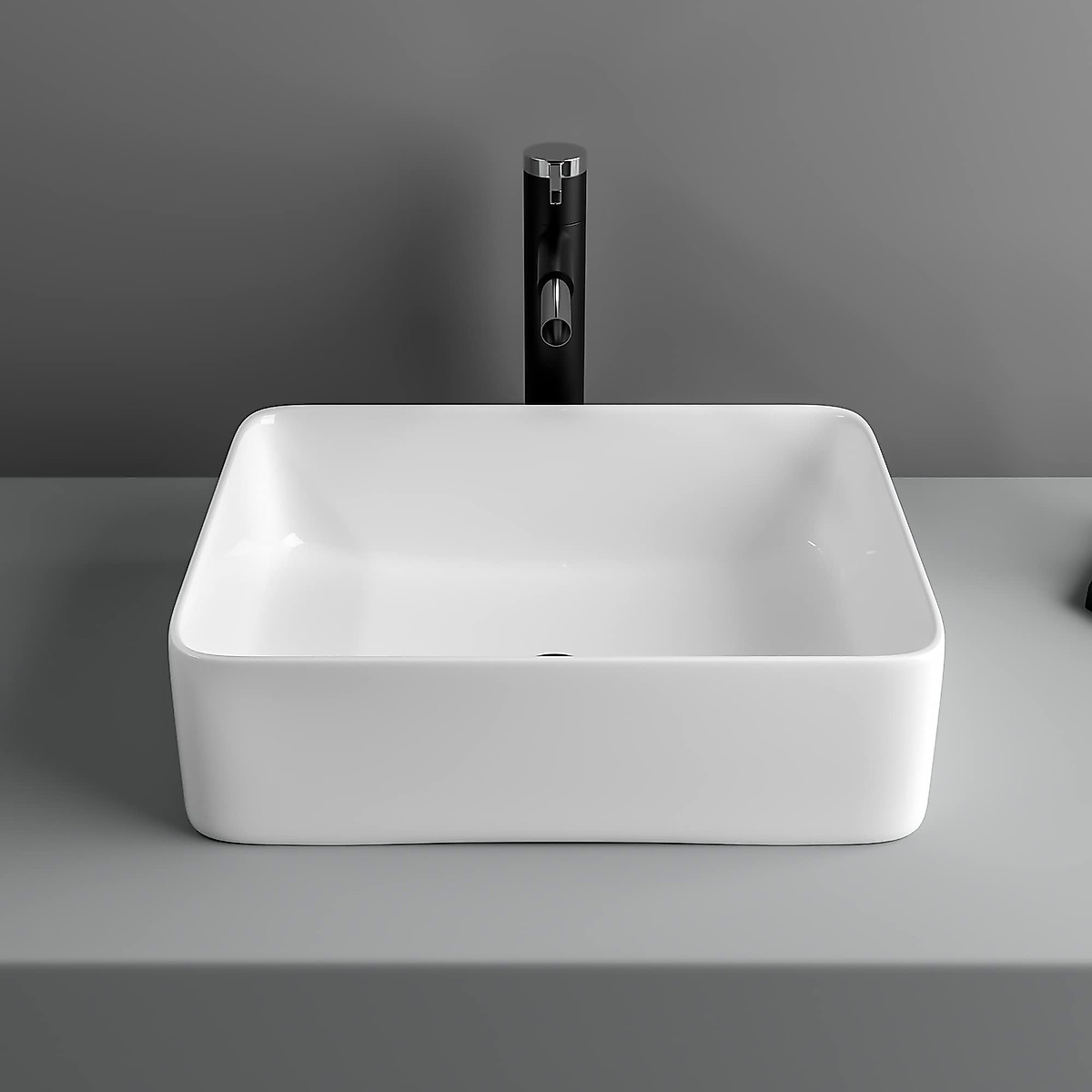 Vessel Sink Rectangular - Lofeyo 19"x15" Vessel Sink White Ceramic Bathroom Sink Above Counter Rectangle Vanity Sink Basin