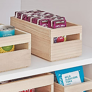 iDesign Renewable Paulownia Wood Collection Storage Bin with Handles, 10" x 5" x 4", Natural