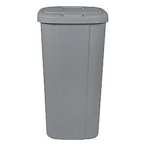 JJoiaS Solid Color 13.3 Gal Touch Top Plastic Trash Can, Spring Loaded Lid Garbage Bin for Kitchen,Home, Bedroom, Bathroom,Office & Slim Space-Saving (Gray)