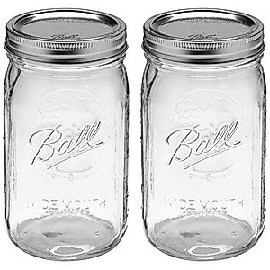 Ball Quart Jar with Silver Lid, Wide Mouth, Set of 2