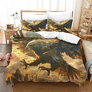 EVMILA Eagle 3D Printed Quilt Cover Duvet Cover Comforter Covers Bedding Set for Childrens and Adults 3 Pieces with Pillowcases Microfiber with Zipper Closure Queen（228x228cm）