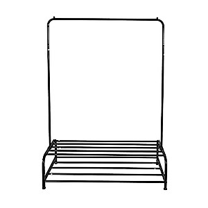 Black Commercial Garment Rack，Closet Garment Rack, Heavy Duty Clothes Storage Organizer for Bedroom, Free-Standing and Closet Organizer and Storage with Hanger Rods Clothes Rack for Hanging Clothes