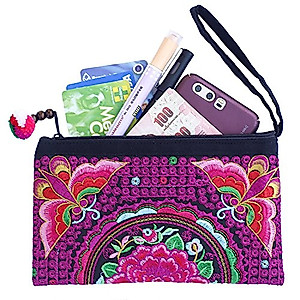 Sabai Jai - Smartphone Wristlet Bag - Handmade Embroidered Boho Clutch Wallets Purses