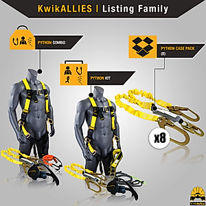 KwikSafety - Charlotte, NC - PYTHON [External Shock Absorber] Double Leg 6ft Safety Lanyard OSHA ANSI Fall Protection Restraint Equipment Snap Rebar Connectors Construction Arborist Roofing