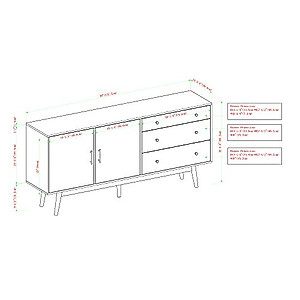 Walker Edison Mid-Century Modern Wood Kitchen Buffet Sideboard Entryway Serving Storage Cabinet Doors-Dining Room Console, 70 Inch, Acorn