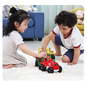 INTMEDIC Farm Tractor Toy with Detachable Farmer and Animals Figures, Preschool Musical Toys with Light&Sound Effect, Gifts for Kids Boys Girls Toddlers, Age 3,4,5,6 Years Old