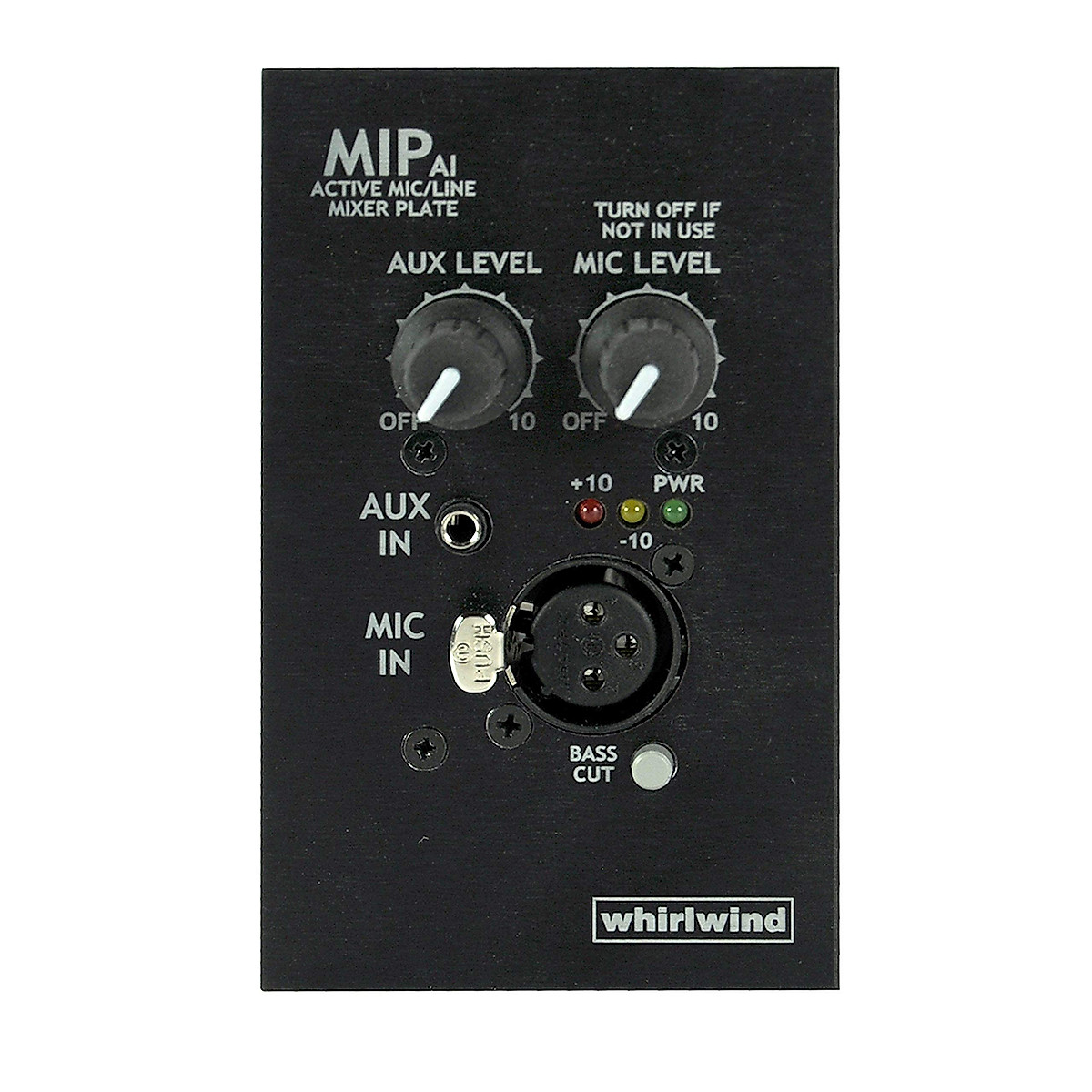 Whirlwind MIPAI 1 Gang Media Input Active Wall Plate without Power Supply, Black