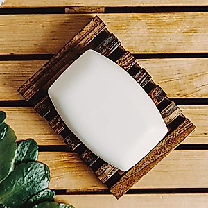 Sihuuu Soap Dish, Soap Saver Holder Soap Tray for Bathroom Shower Easy Cleaning, Dry, Stop Mushy Soap (Brown, Wood)