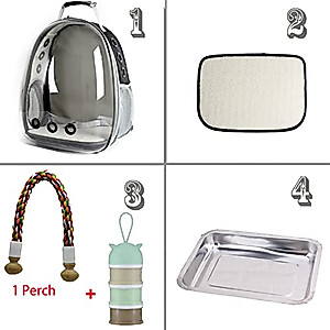 Bird Carrier Cage, Bird Travel Backpack with Stainless Steel Tray and Standing Perch