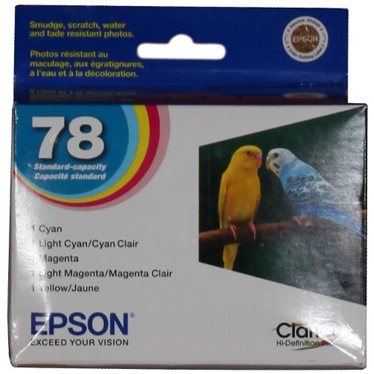 EPSON T078 Claria Hi-Definition Ink Standard Capacity 5 Color Cartridge Combo Pack (T078920) for select Epson Artisan Photo Printers