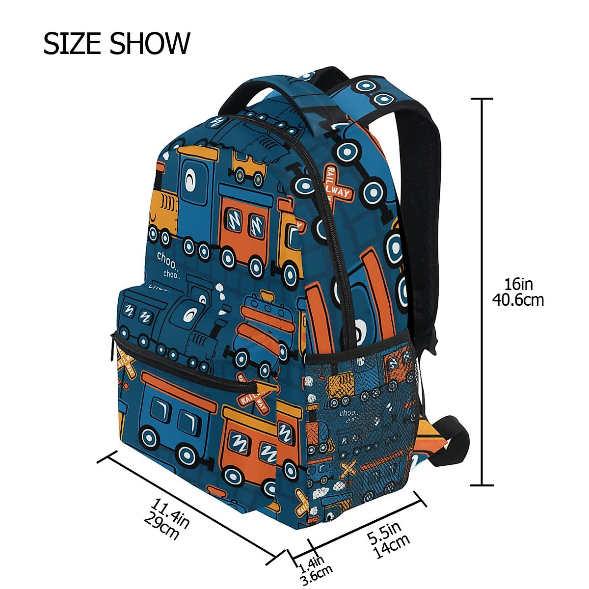 Krafig Colorful Funny Cartoon Steam Train Boys Girls Kids School Backpacks Bookbag, Elementary School Bag Travel Backpack Daypack