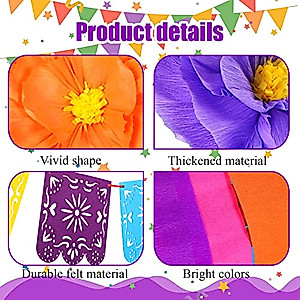 16 Pieces Mexican Paper Flowers Mexico Fiesta Party Decorations Streamer Backdrop and Papel Picado Banner Mexican Party Decorations Supplies Set for Cinco De Mayo Party Taco Party Birthday