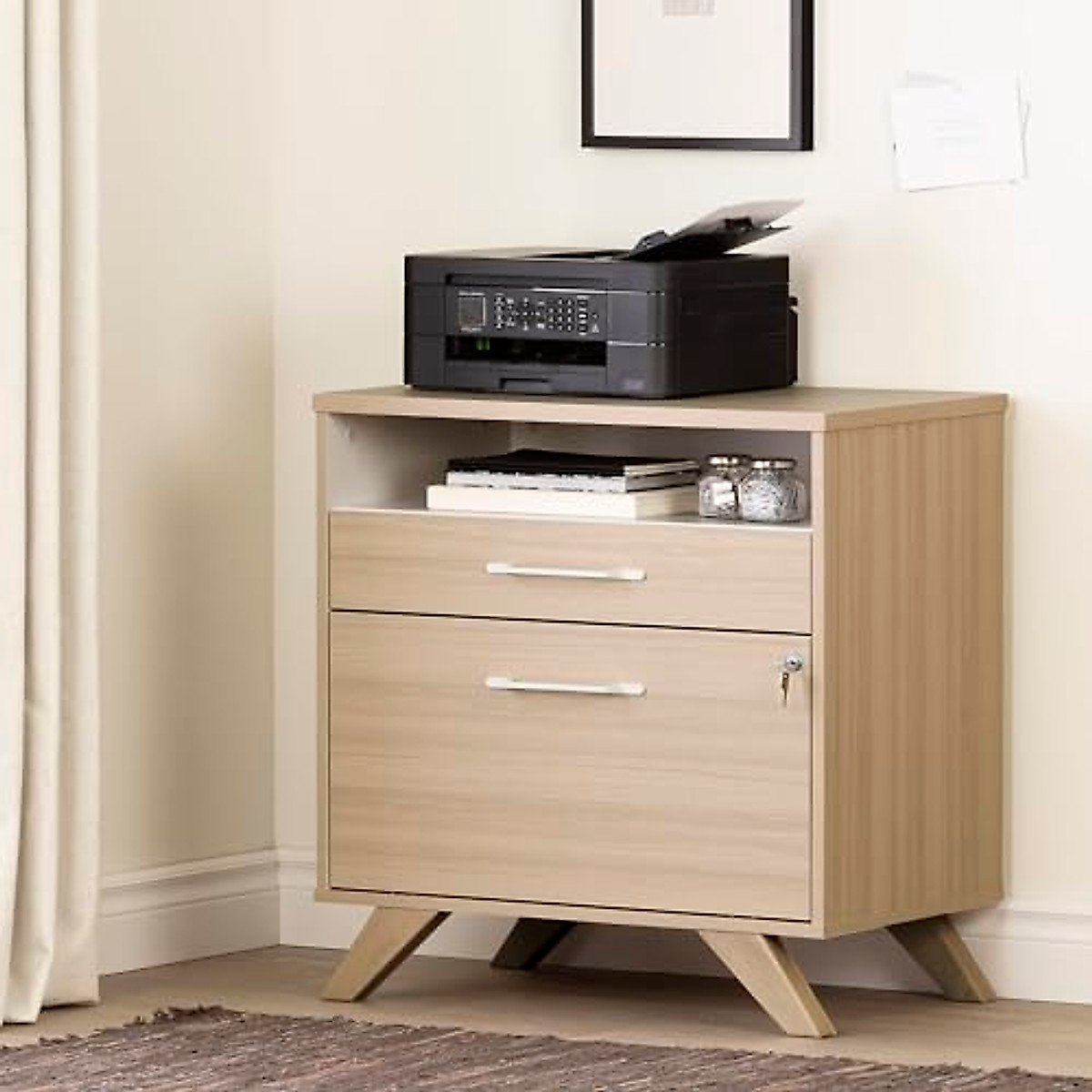 South Shore Helsy 2-Drawer File Cabinet, Lateral, Soft Elm and White