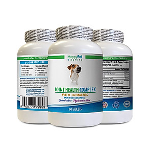 HAPPY PET VITAMINS LLC Dog Joint Health Supplements - Joint Health Complex with Turmeric for Dogs - with MSM and Turmeric - Hip Support - msm for Dogs - 1 Bottle (60 Tablets)