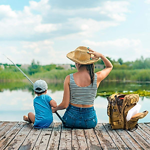 Aertiavty Fishing Gear Tackle Bag, Compact Backpack with Tackle Box and Rod Holder For Outdoor Sport, Fishing Gift