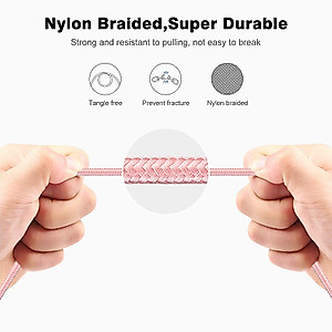 WFVODVER USB-C to Lightning Cable [MFI Certified] 10FT/3M iPhone 12 Nylon Braided Type C Fast Charging Cable Compatible with iPhone 12/12Mini/12 Pro/11/11Pro/11 Pro Max/X/XS/XR/XS MAX (Pink)