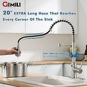 GIMILI Touchless Kitchen Faucet with Pull Down Sprayer Motion Sensor Smart Activated Hands Free Single Handle Spring Brushed Nickel Kitchen Sink Faucet