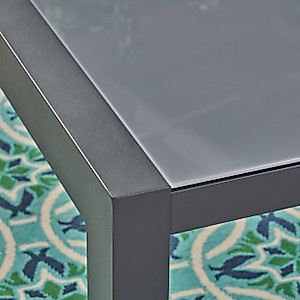 Christopher Knight Home Eli Outdoor Tempered Glass Dining Table with Aluminum Frame, Gray