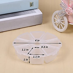 4Pcs 8 Grid Round Clear Plastic Storage Organizer Containers Portable Jewelry Dividers Box Display Case for Jewelry Beads Nail Art Small Craft Items