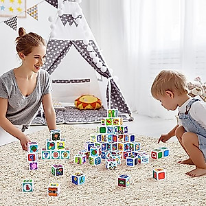 ABC Building Blocks for Toddlers 1-3,28pcs Plastic Baby Alphabet Letters Number Stacking Blocks, Preschool Learning Educational Montessori Sensory Toys Gifts for Kids Girls Boys