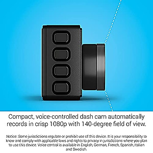 Garmin Dash Cam 47, 1080p, 140-degree FOV, Remotely Monitor Your Vehicle and Signature Series Cloth