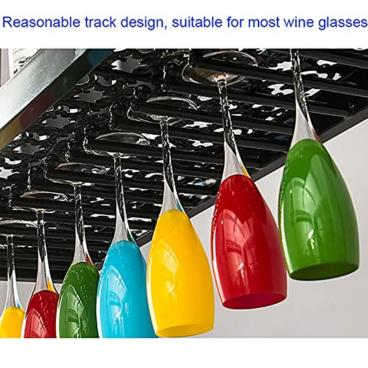 Ceiling Glass Rack Industrial Vintage Floating Shelf,Adjustable Height,Ceiling Mounted Hanging Bottle Holder,Stemare Holder,for Bar Home Kitchens,Black