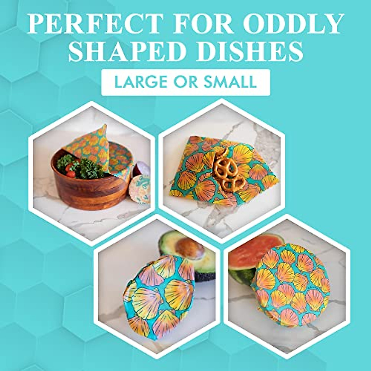 Meli Wraps - 3-Pack Reusable Beeswax Wraps for Food, Eco-Conscious Food Storage, Small, Medium and Large Food Wrap, Shells