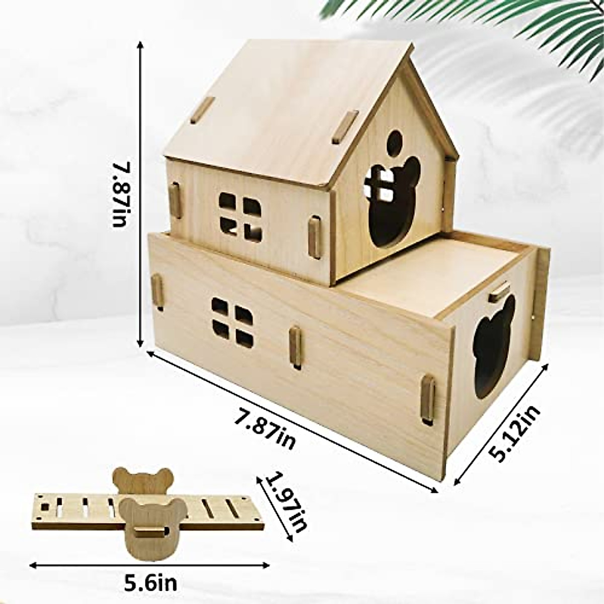 Guinea Pig Hideout Small Animal House Hide with Windows Hamster Wooden Castle Hut Chinchilla Cage Accessories for Chinchilla Guinea Pig Hamster Gerbil Hedgehog