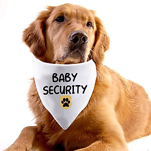 PWHAOO 1 Piece Dog Bandana Baby Security Pregnancy Announcement Baby Announcement Gift (Baby Security White)