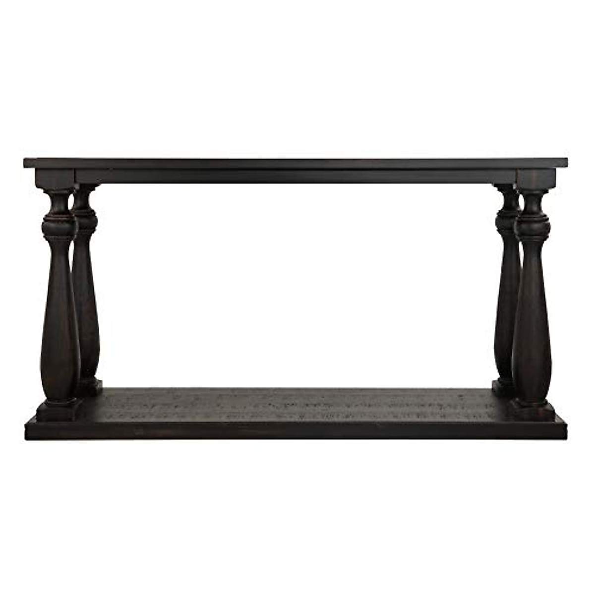 Signature Design by Ashley Mallacar Rustic Cottage Rectangular Sofa Table with Floor Shelf, Black