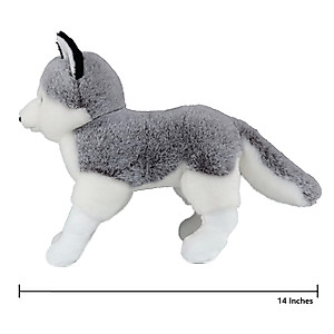 Ice King Bear Lifelike Siberian Husky Stuffed Animal - Plush Toy - 14 Inches Length - Standing