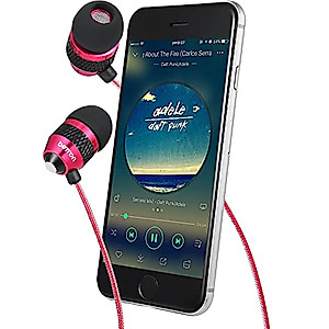 Betron B25 in-Ear Headphones Earphones with Microphone and Volume Controller, Noise Isolating Earbud Tips, 3.5mm Head Phone Jack (Red)